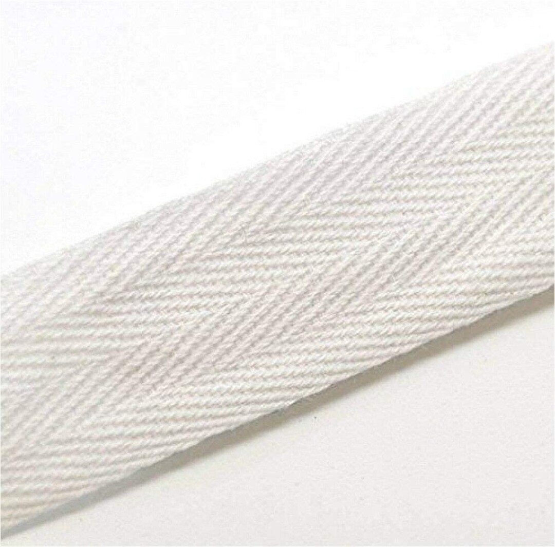 White Cotton Blend Binding Apron Herringbone Twill Webbing Tape 25mm/ 1 ...