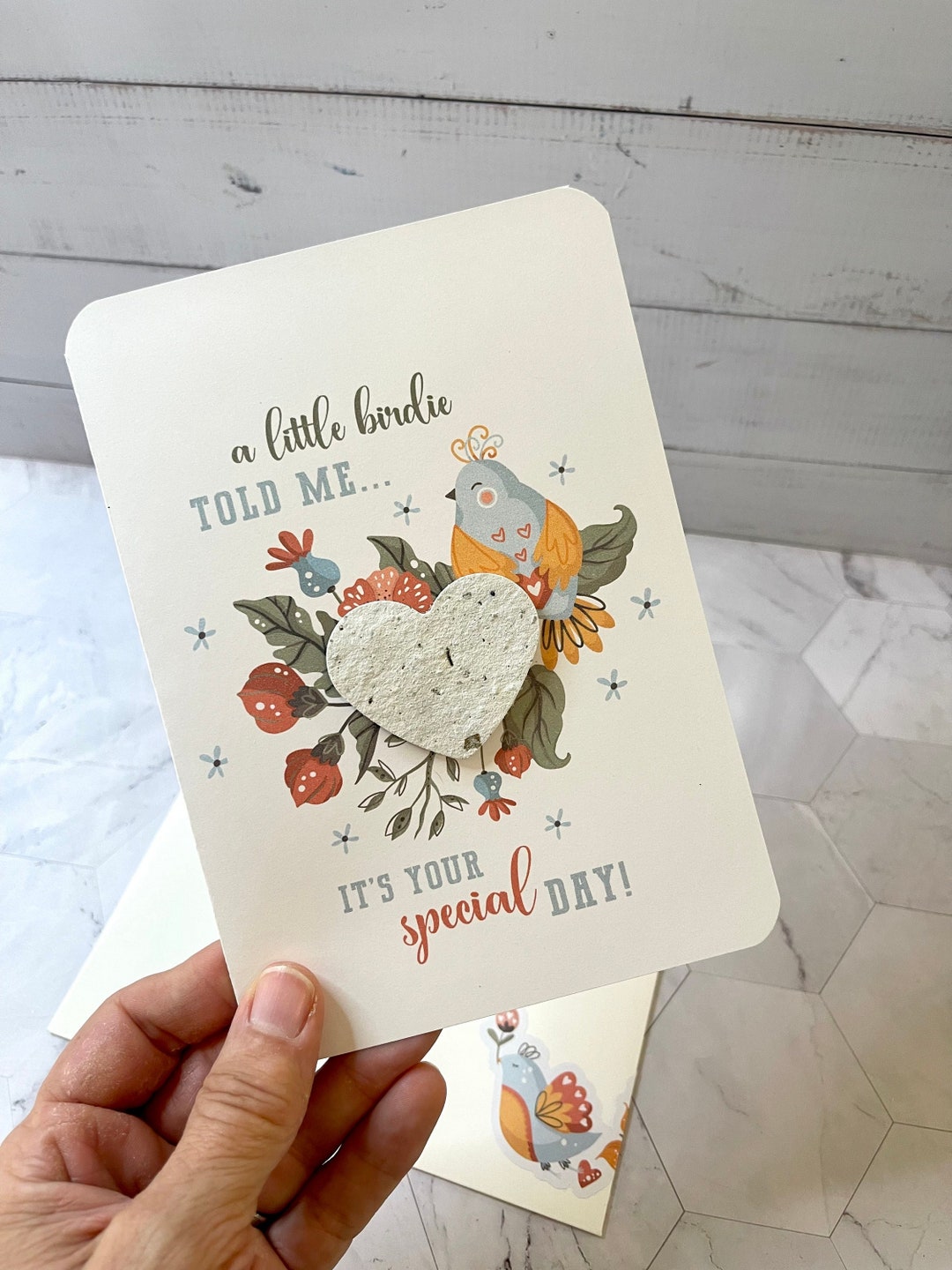 Plantable Seed Paper Birthday Card. Eco-friendly Heart Flower Seed Card ...