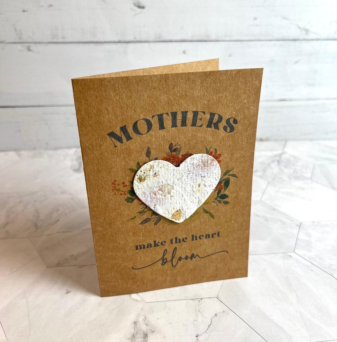 Plantable Seed Paper Mother's Day Card. Eco-friendly Heart Flower Seed ...