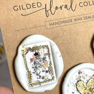 Floral Wax Seal Collection, Set of 5 Gilded Flower Adhesive Wax Seal ...