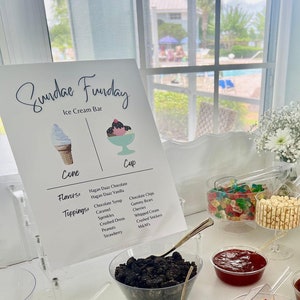 Ice Cream Sundae Menu,minimalist Sundae Funday, Wedding Birthday Event ...