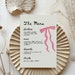 Editable Pink Ribbon Bow Menu Template,wedding/bridal Shower Menu ...