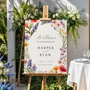 Wildflower Floral Welcome Sign Template,pink Floral Wedding Welcome ...