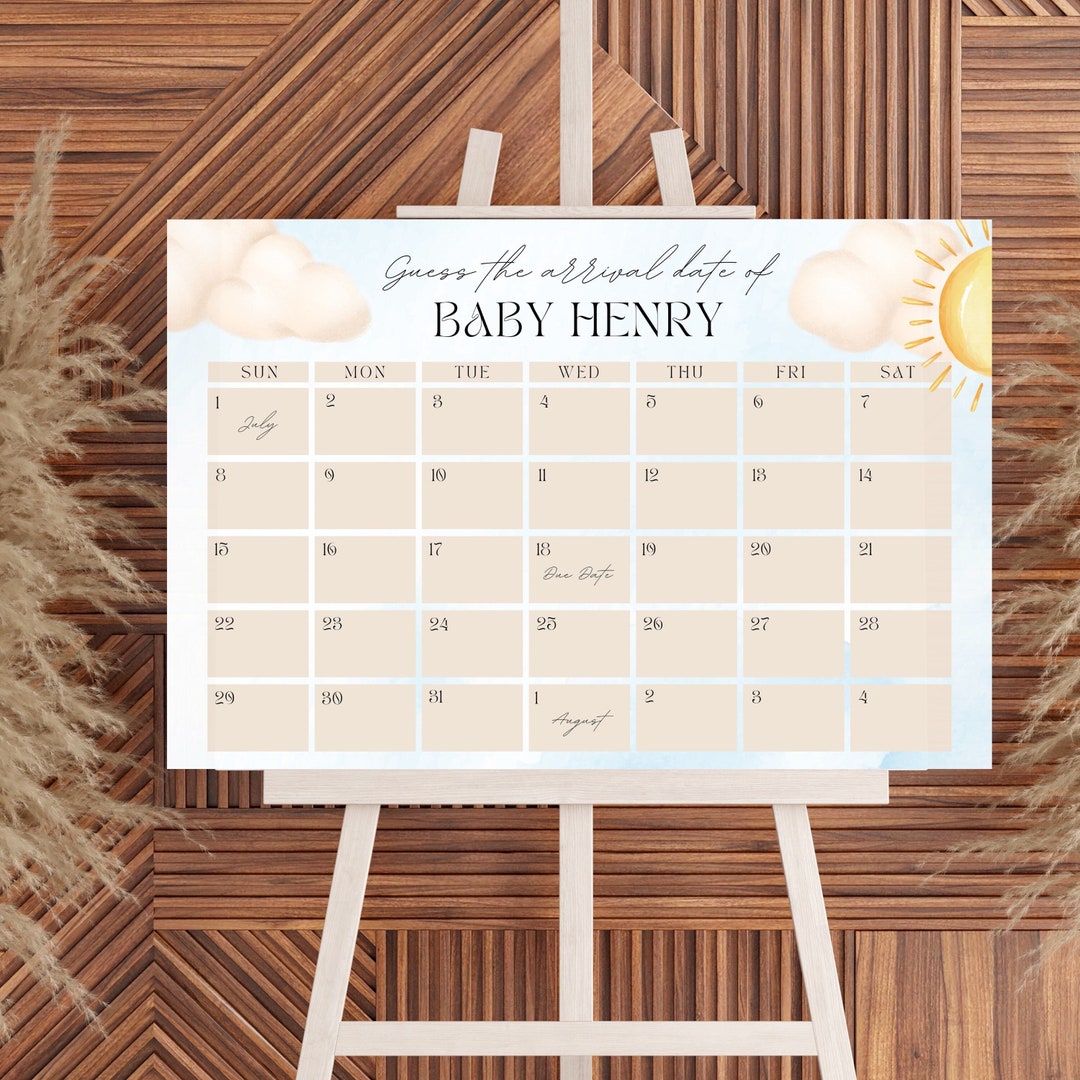 Sunshine Baby Birth Date Calendar, Here Comes the Son Sunray Baby ...