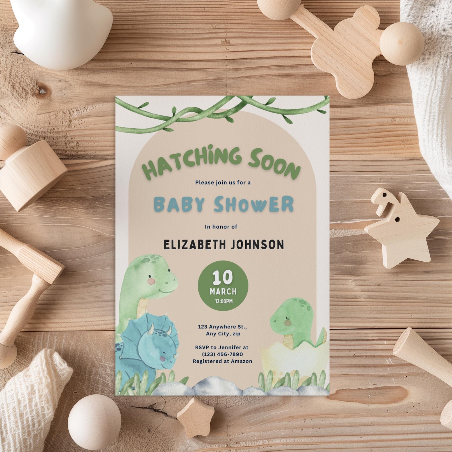 Editable Dinosaur Baby Shower Invitation,hatching Soon, Baby Dinosaur ...