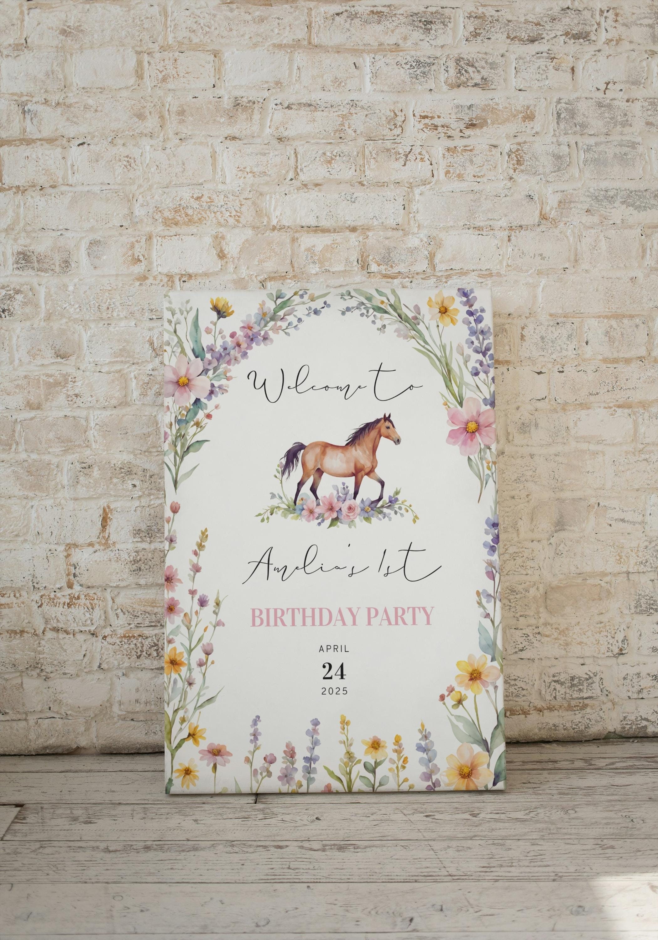 Horse Birthday Welcome Sign,gallop on Over,wildflowers Horse Welcome ...