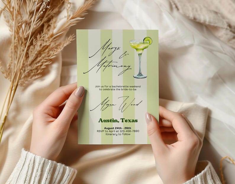 Margs and Matrimony Bachelorette Invitation and Itinerary,margaritas ...