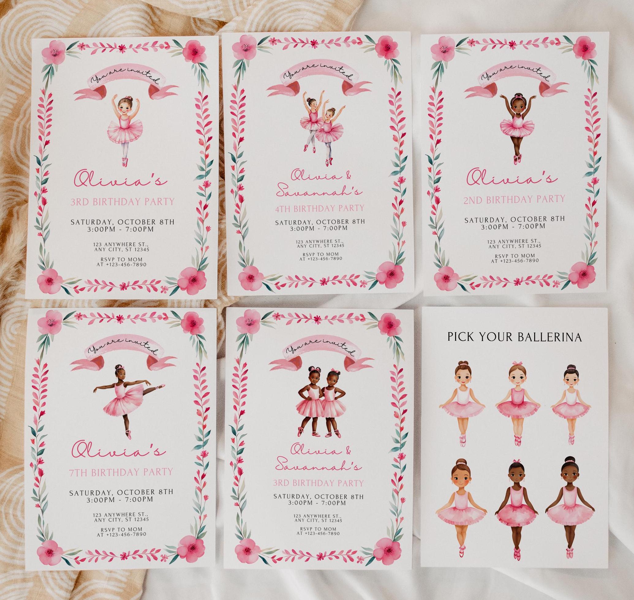 Editable Ballerina Birthday Invitation,birthday Girl Invite,ballet ...
