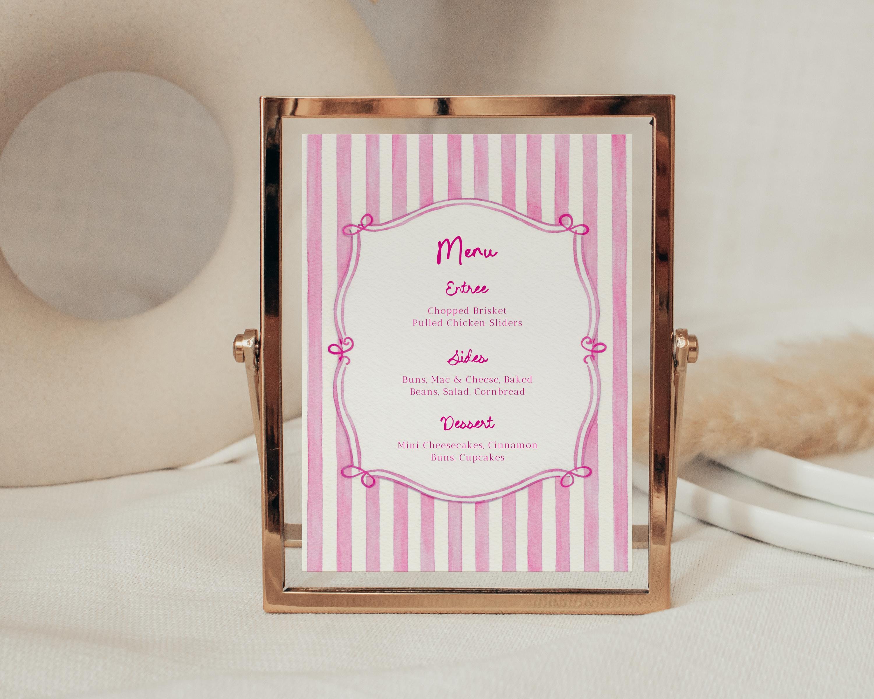 Modèle de menu cadre rose Doodle, toile modifiable, carte de menu à ...