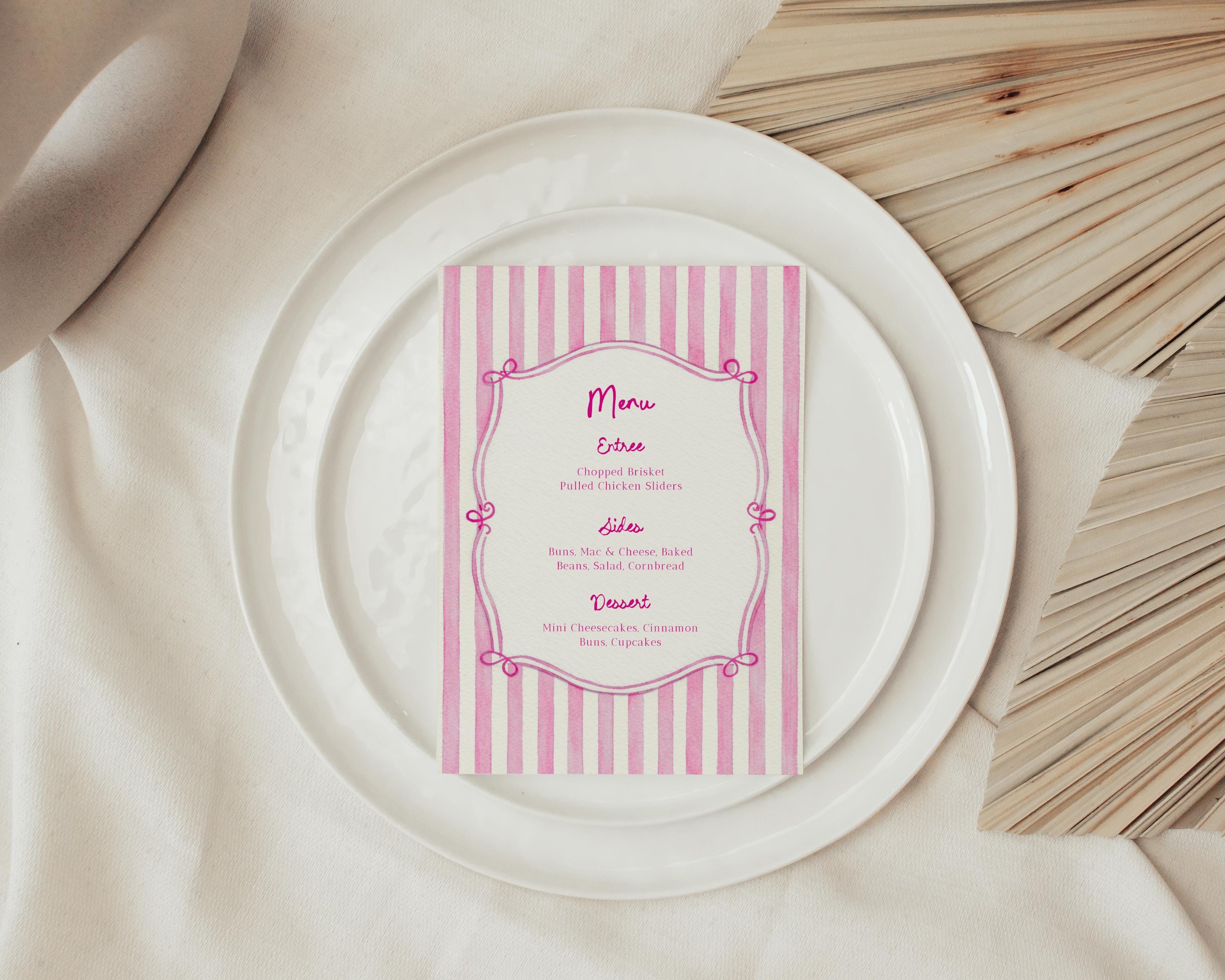 Modèle de menu cadre rose Doodle, toile modifiable, carte de menu à ...