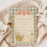 Editable Silly Goose Birthday Invitation Girl | Pink Bow 1st Birthday ...