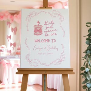 Girls Just Wanna Be ONE EDITABLE Decor Bundle,bow First Birthday Invite ...