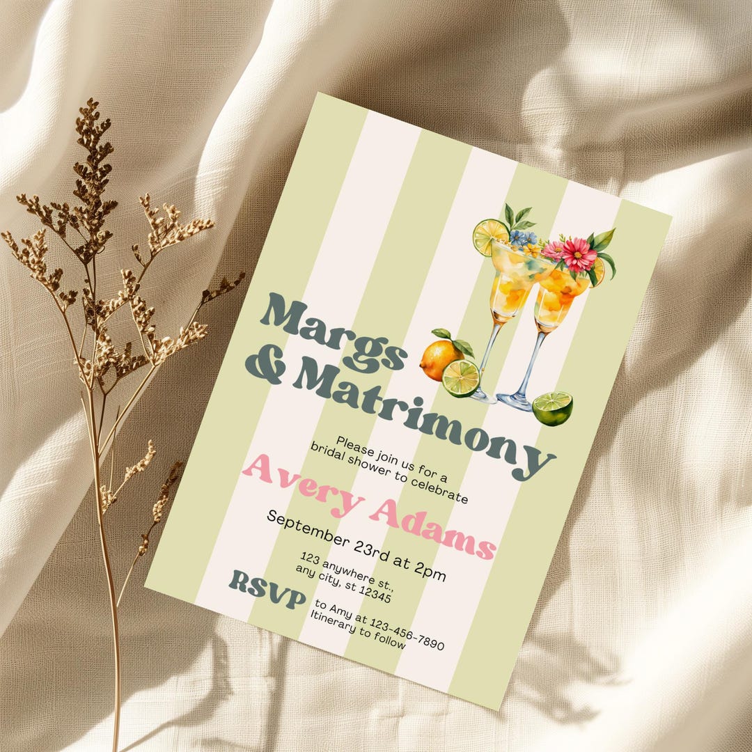 Margs and Matrimony Bridal Shower Invitation,margaritas and Matrimony ...