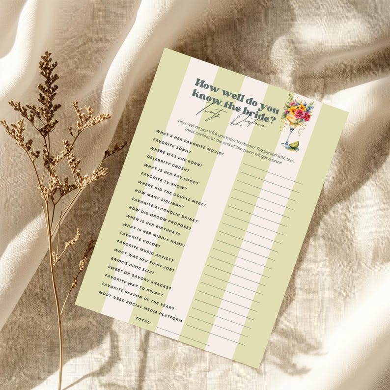 Margs and Matrimony Printable Game, How Well Do You Know the Bride Game ...