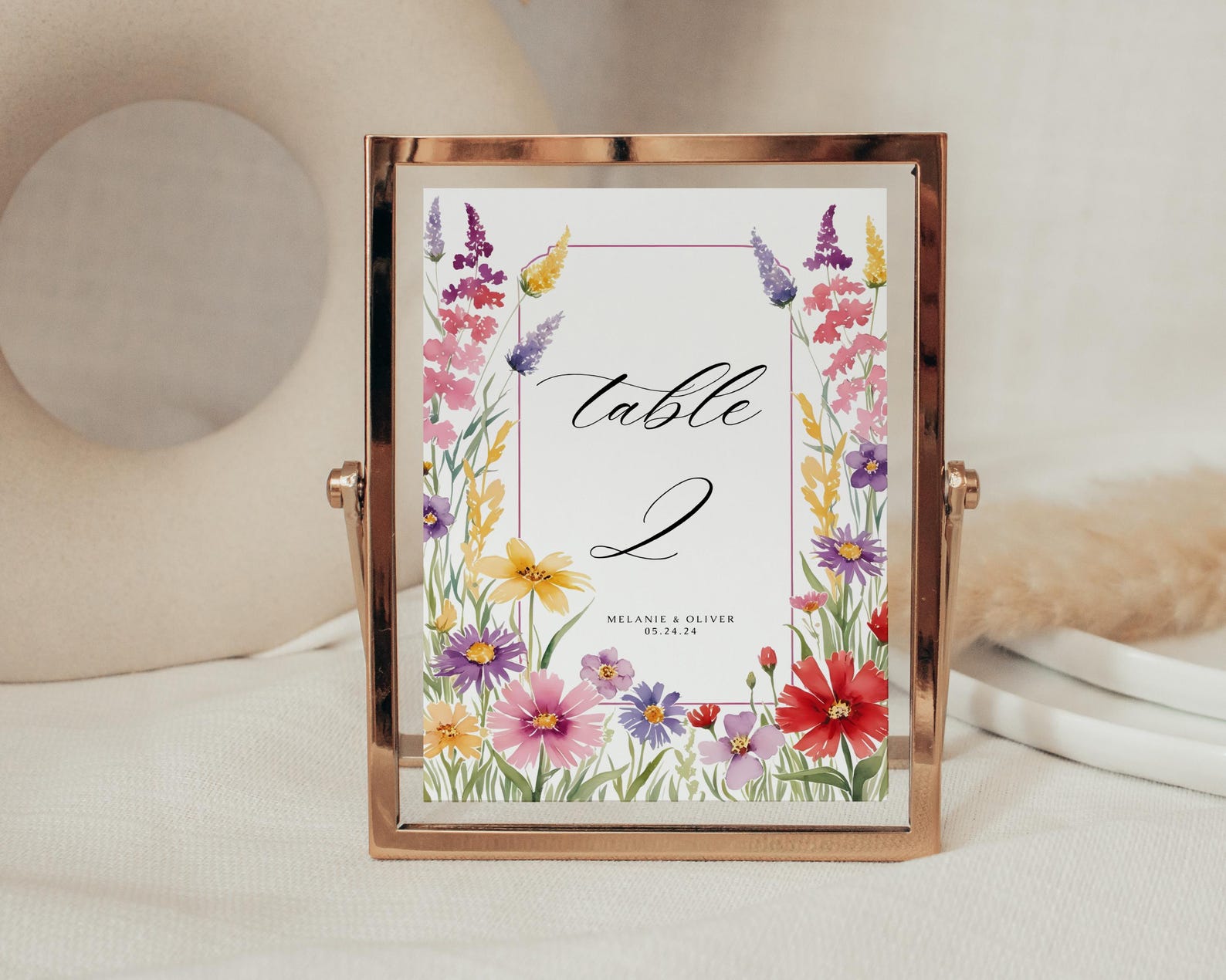 Wildflower Table Number Template, Printable Table Number Card,wedding ...
