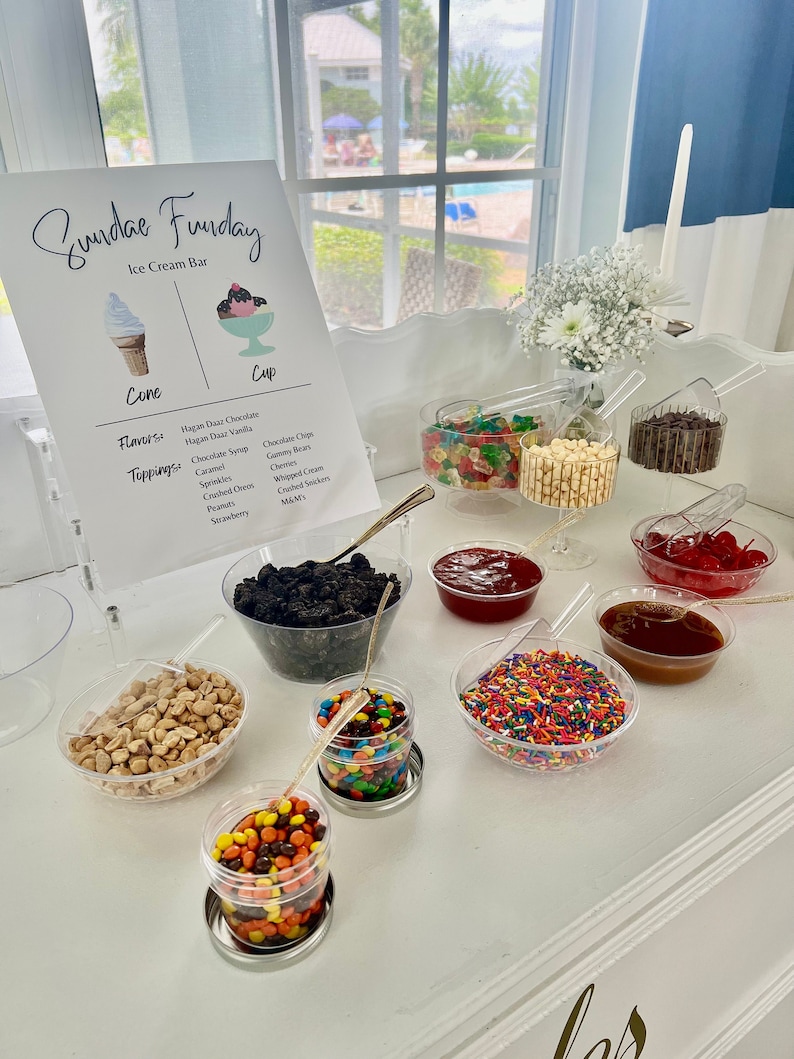 Ice Cream Sundae Menu,minimalist Sundae Funday, Wedding Birthday Event ...