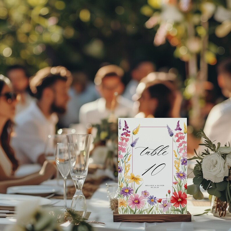 Wildflower Table Number Template, Printable Table Number Card,wedding ...