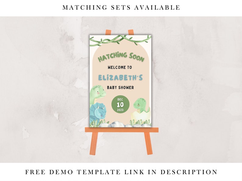 Dinosaur Hatching Soon Baby Shower Welcome Sign Template,boho Dinosaur ...