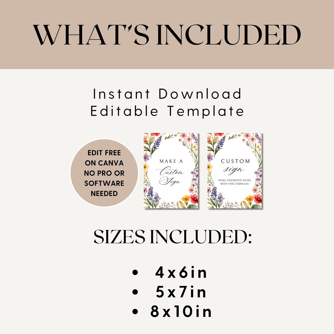 Wildflower Custom Sign Template, Floral Custom Sign Template, Custom ...