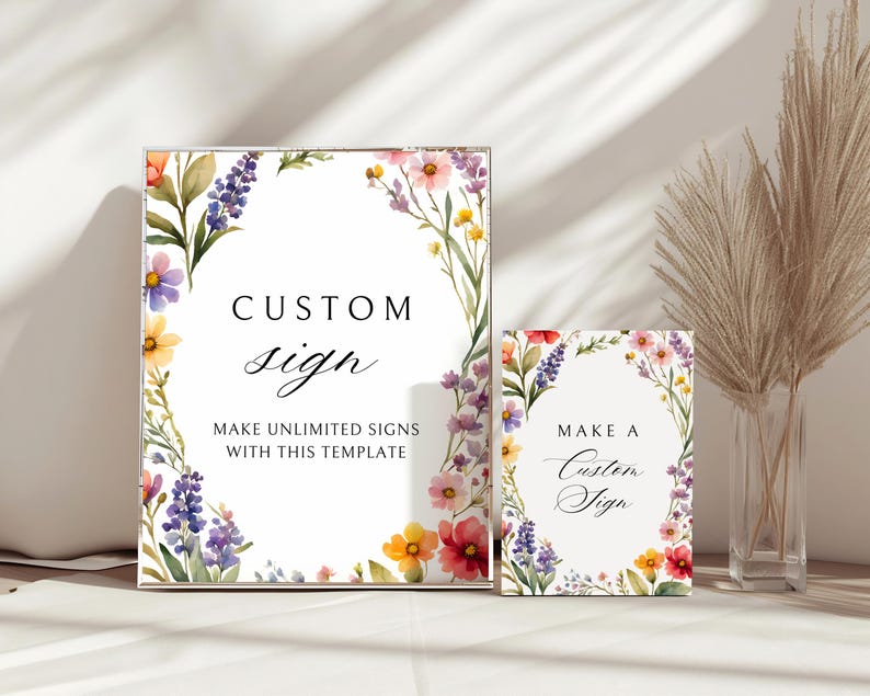 Wildflower Custom Sign Template, Floral Custom Sign Template, Custom ...