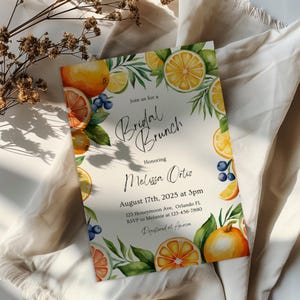 Editable Citrus Fruit Bridal Brunch Invitation,floral Citrus Bridal ...