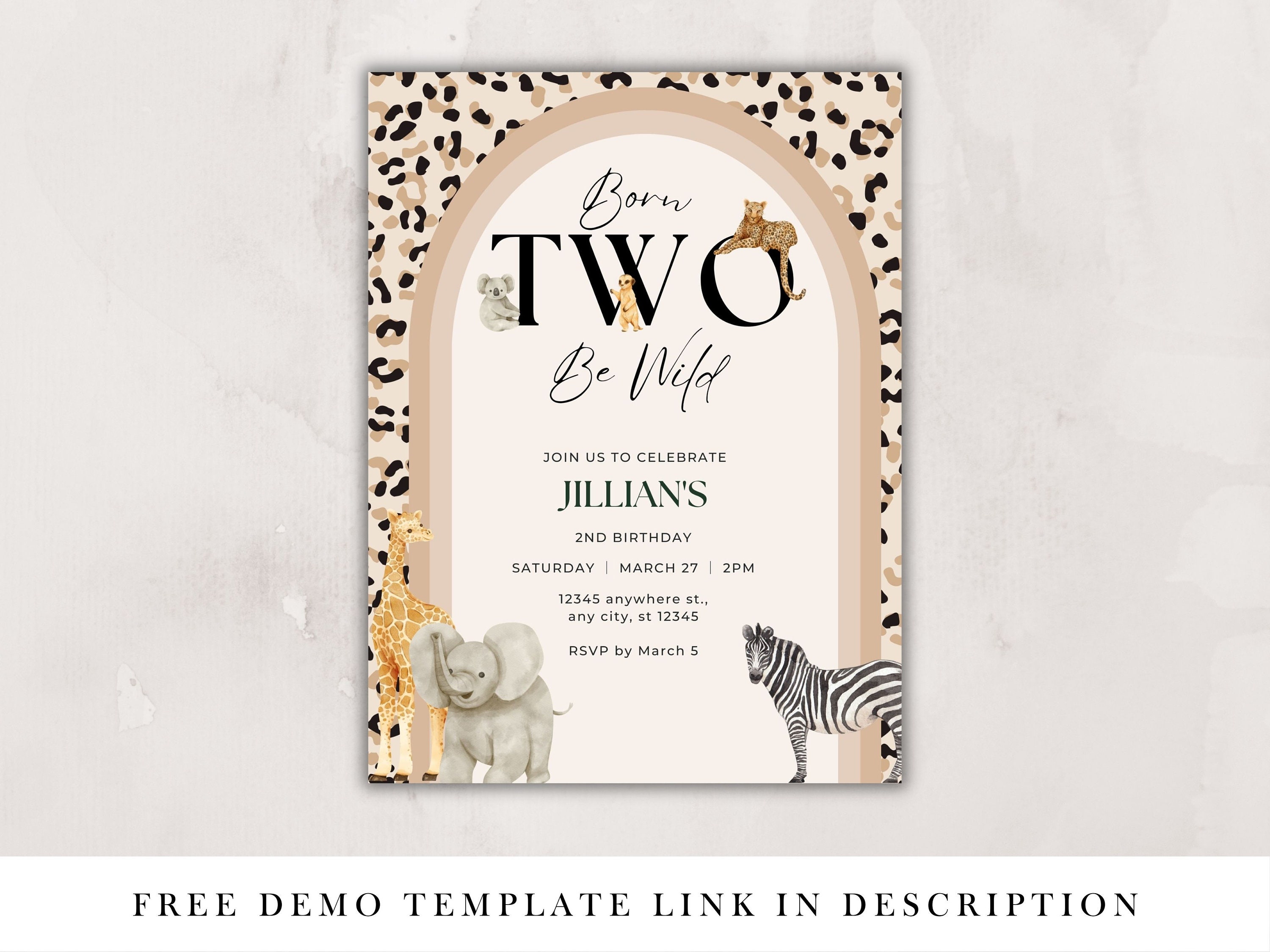 2nd Birthday Invitation, Born Two Be Wild, Gender Neutral Kids Second ...
