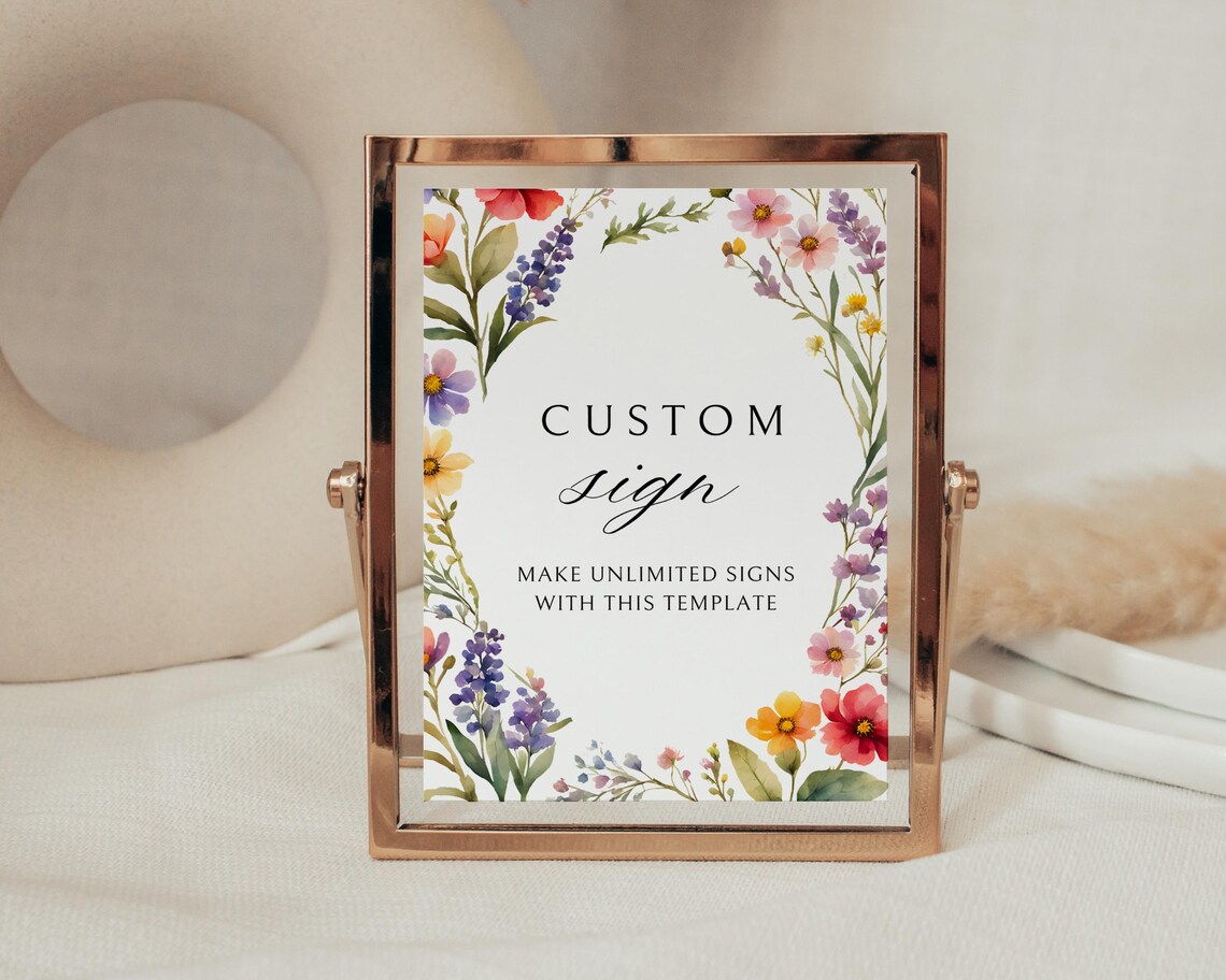 Wildflower Custom Sign Template, Floral Custom Sign Template, Custom ...
