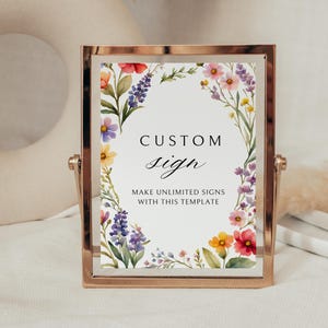 Wildflower Custom Sign Template, Floral Custom Sign Template, Custom ...