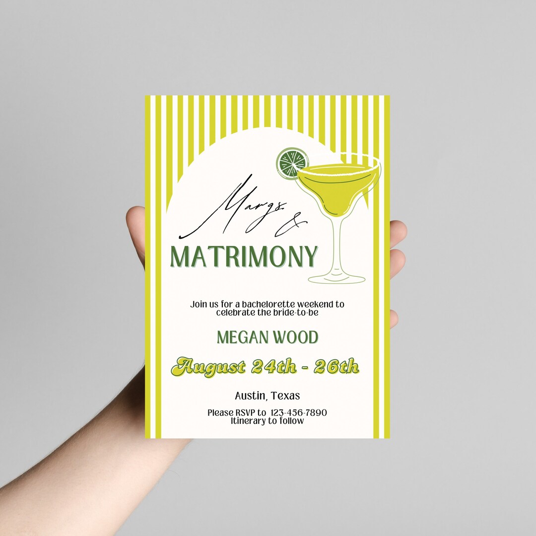 Margs & Matrimony Bachelorette Invitation, Margaritas and Matrimony ...