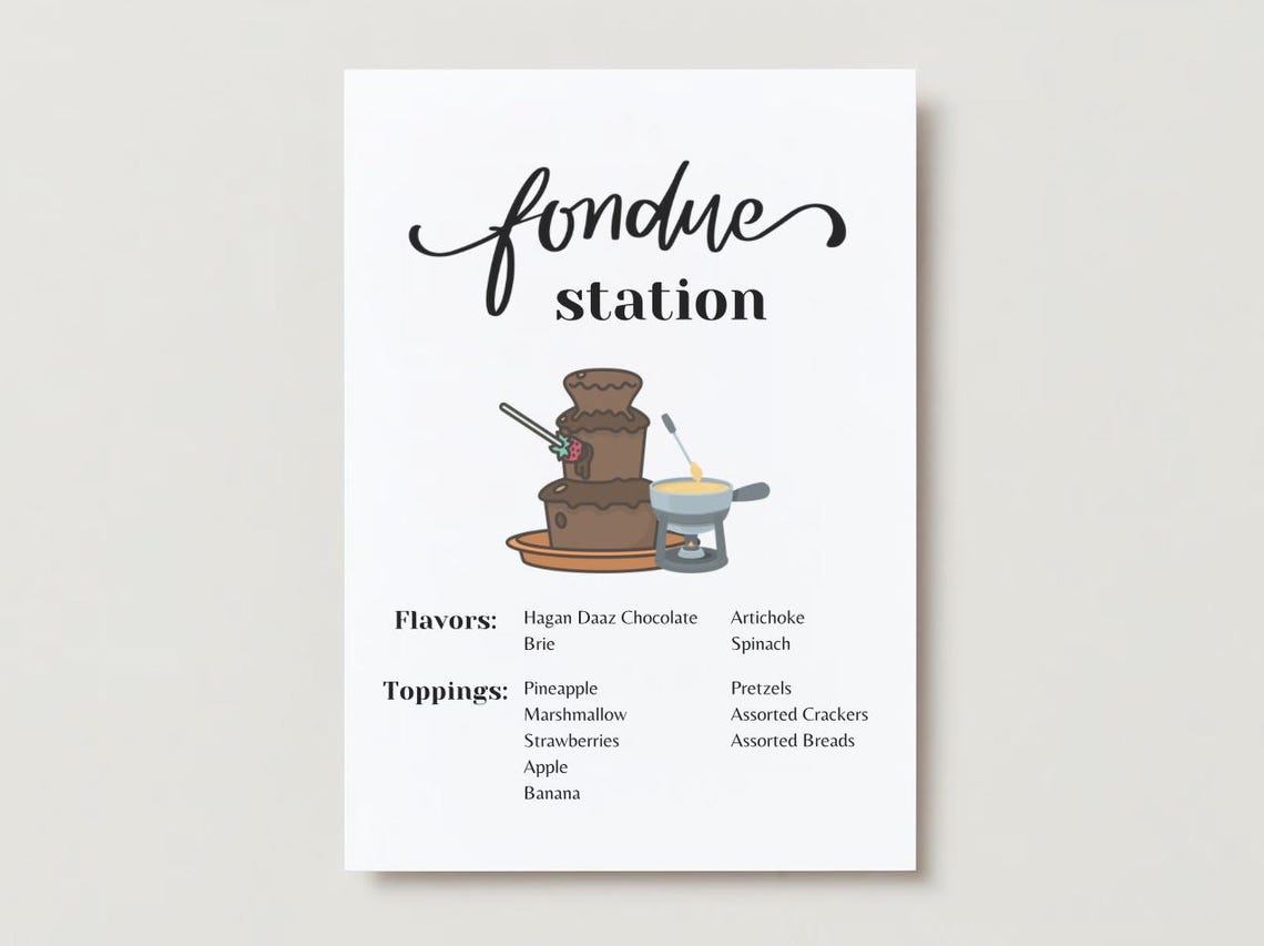 Fondue Station Sign,chocolate Fountain Dessert Bar Sign,wedding ...