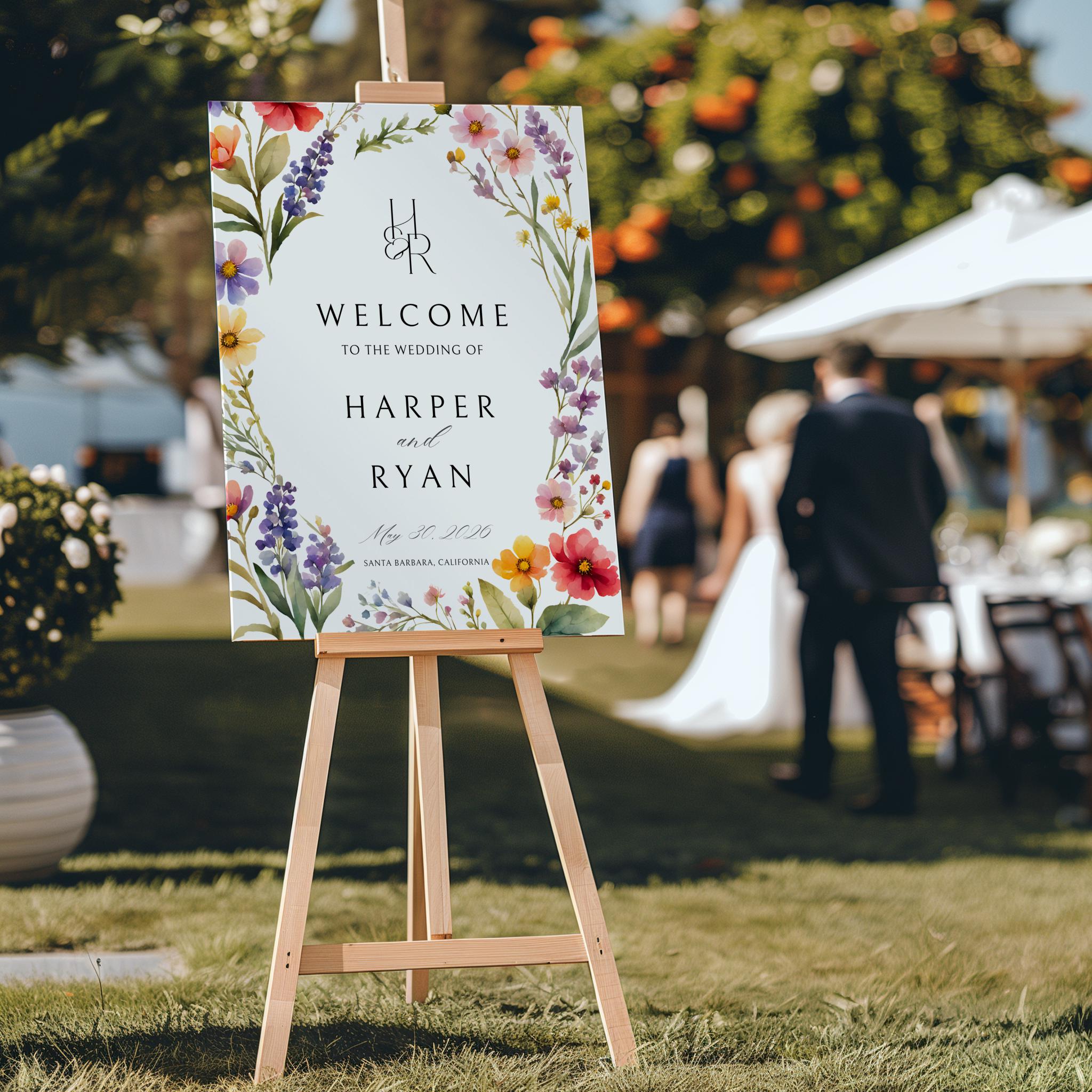 Wildflower Floral Welcome Sign Template,pink Floral Wedding Welcome ...