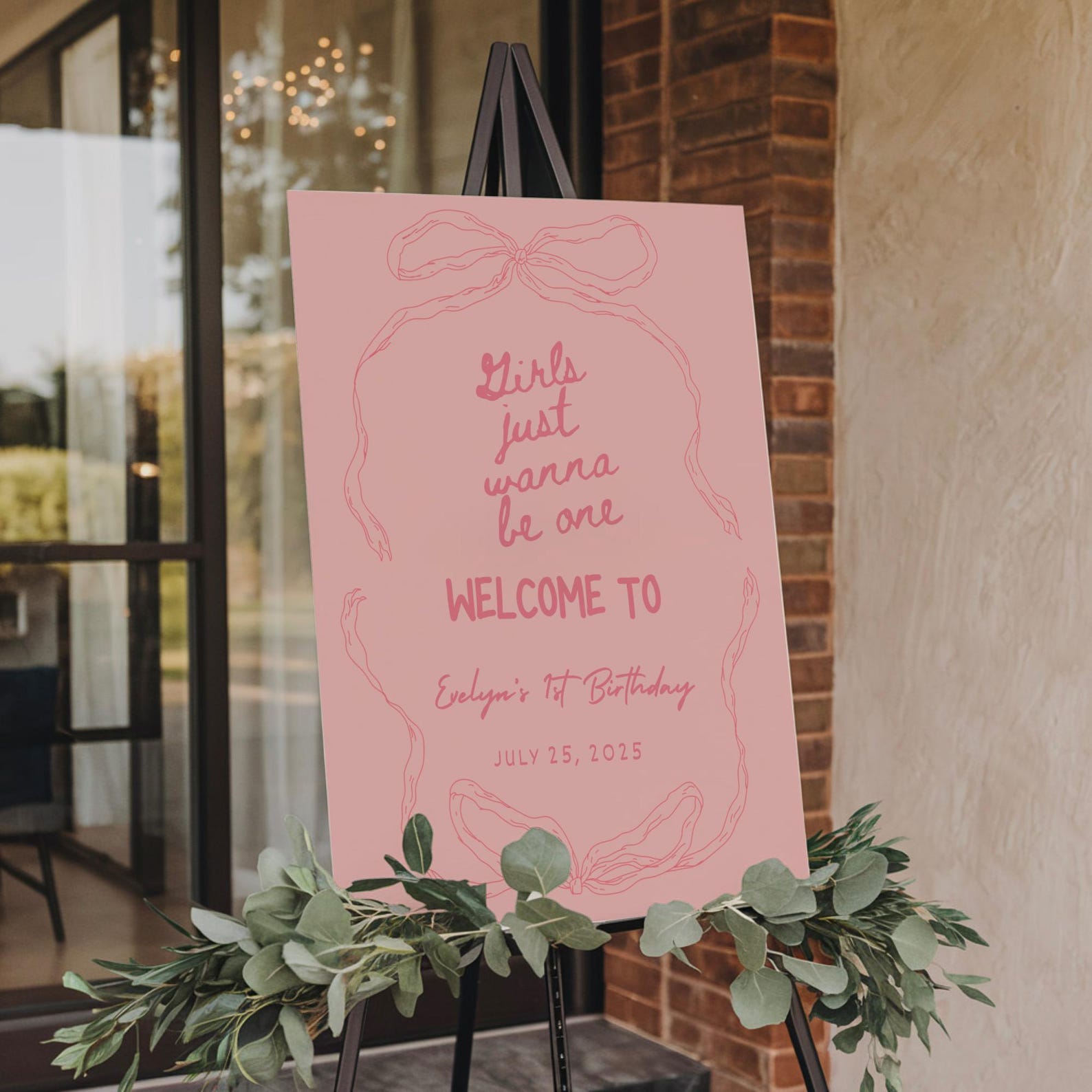 Girls Just Wanna Be One Welcome Sign,first Birthday,dusty Pink Bow,one ...