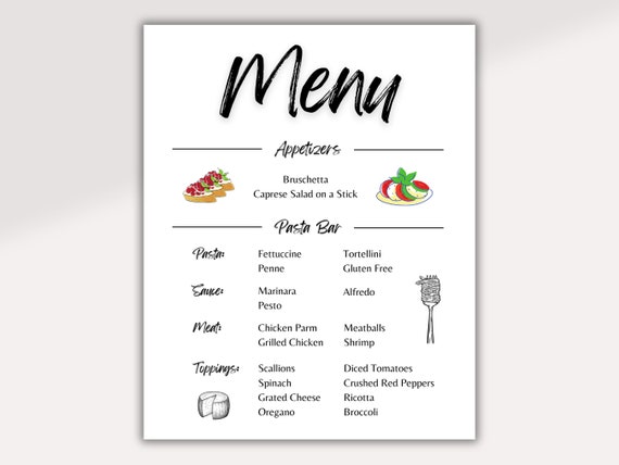 Pasta Bar Menu