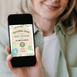 Hatching Soon Baby Shower Invitation Dinosaur Baby Shower, Neutral ...
