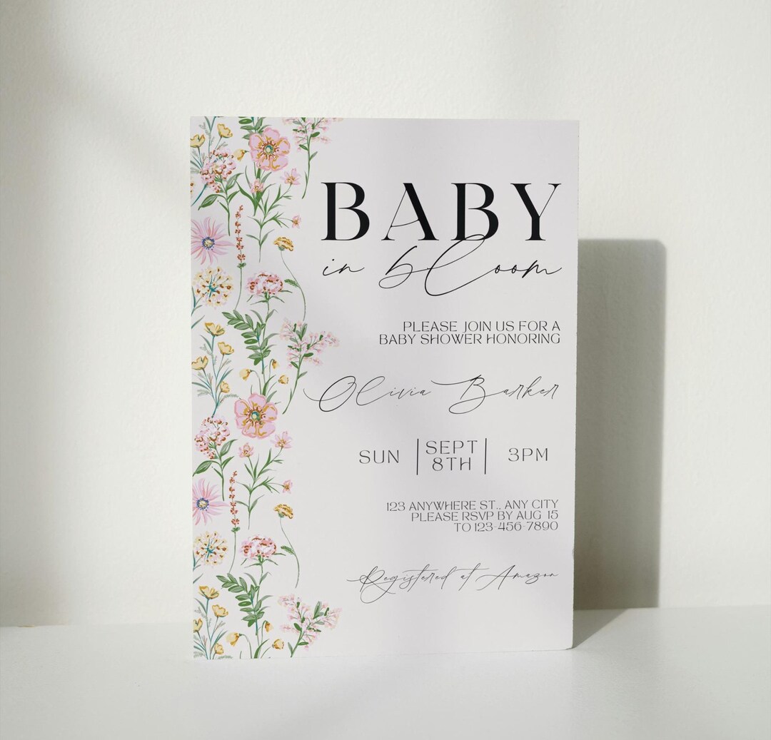 Editable Baby in Bloom Invitation,wildflowers Baby Shower Invitation ...