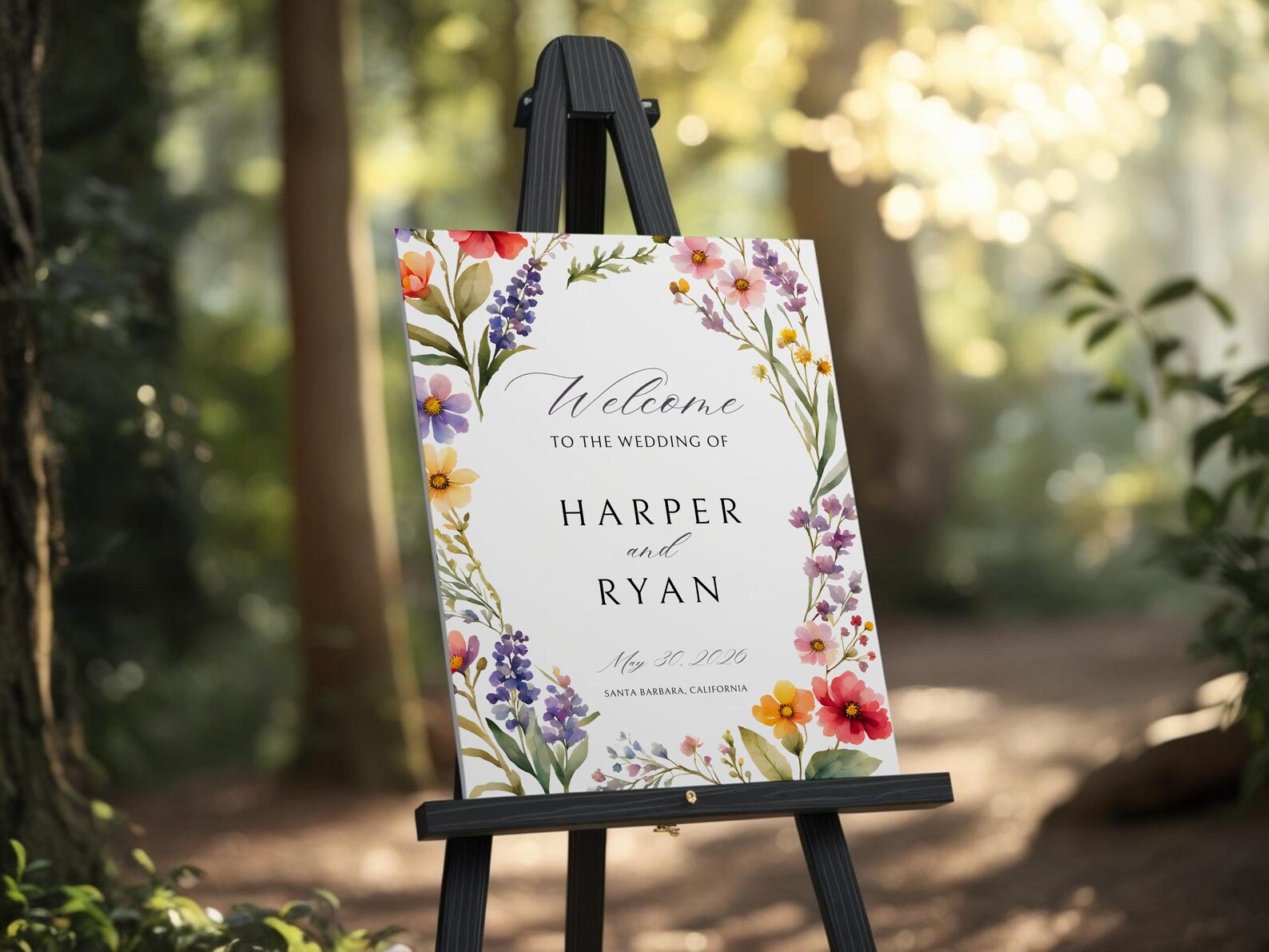 Wildflower Floral Welcome Sign Template,pink Floral Wedding Welcome ...