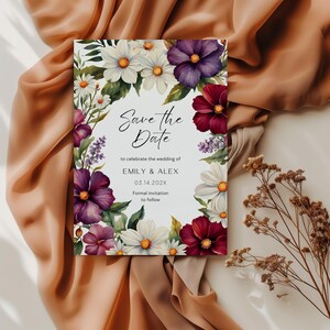 Editable Floral Fall Save the Date Invitation Template,autumn Floral ...
