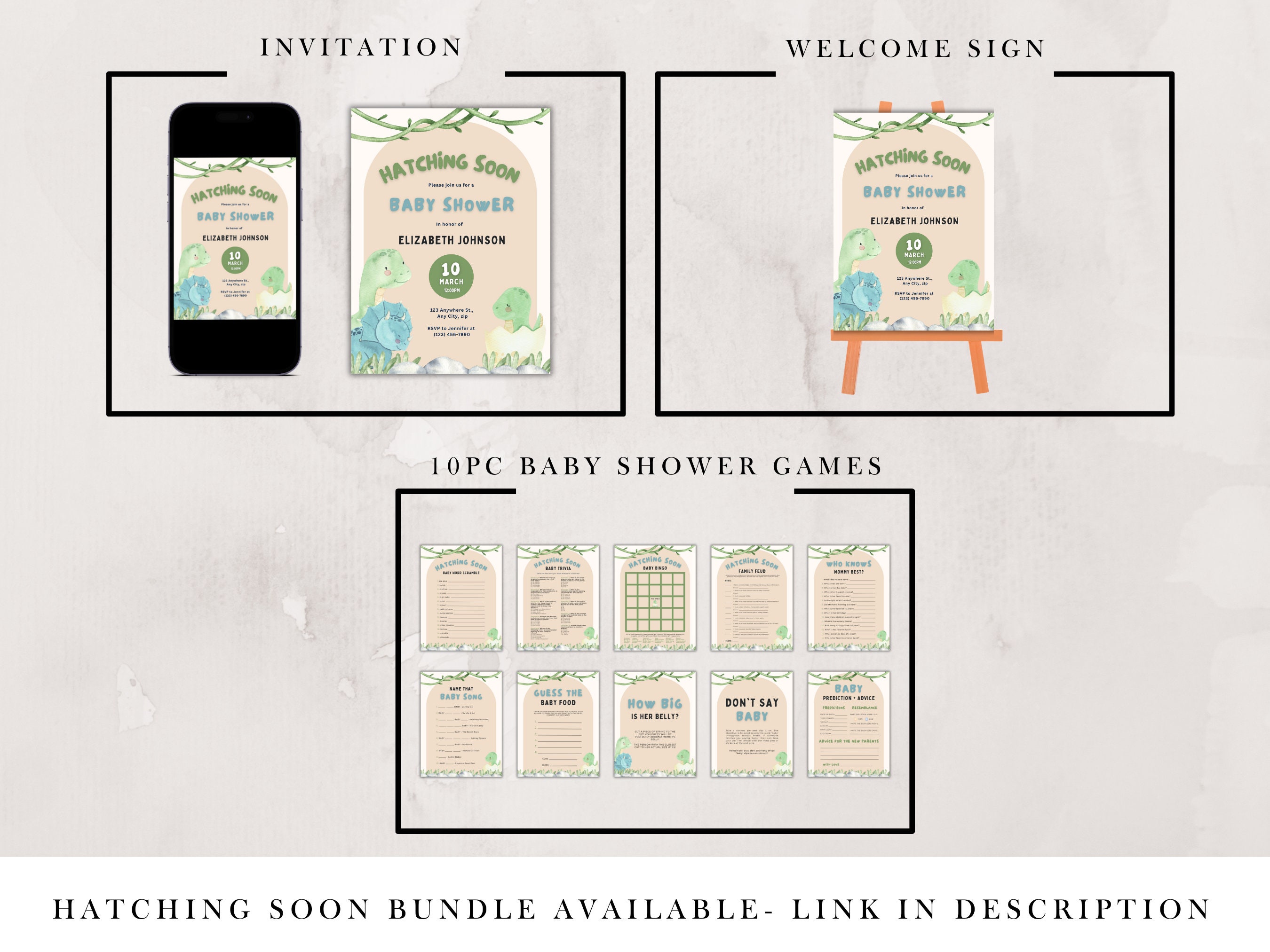 Hatching Soon Baby Shower Invitation Dinosaur Baby Shower, Neutral ...