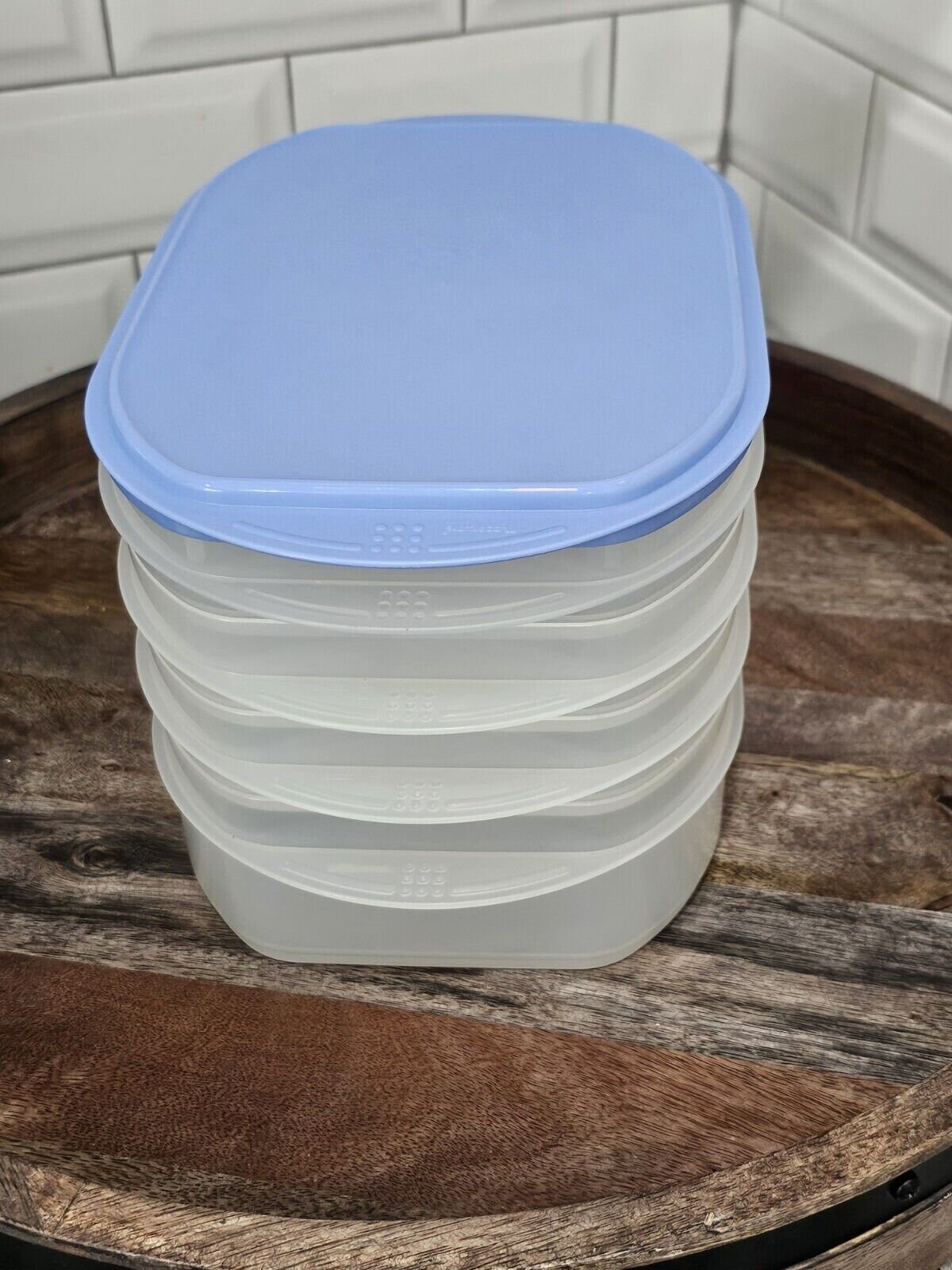 Tupperware Fridge Stackables Set Deli Keeper Meat Cheese Sheer Blue ...