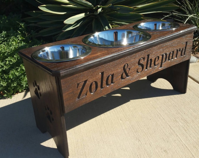 3 Bowl Dog Feeder Stand/personalized - Etsy