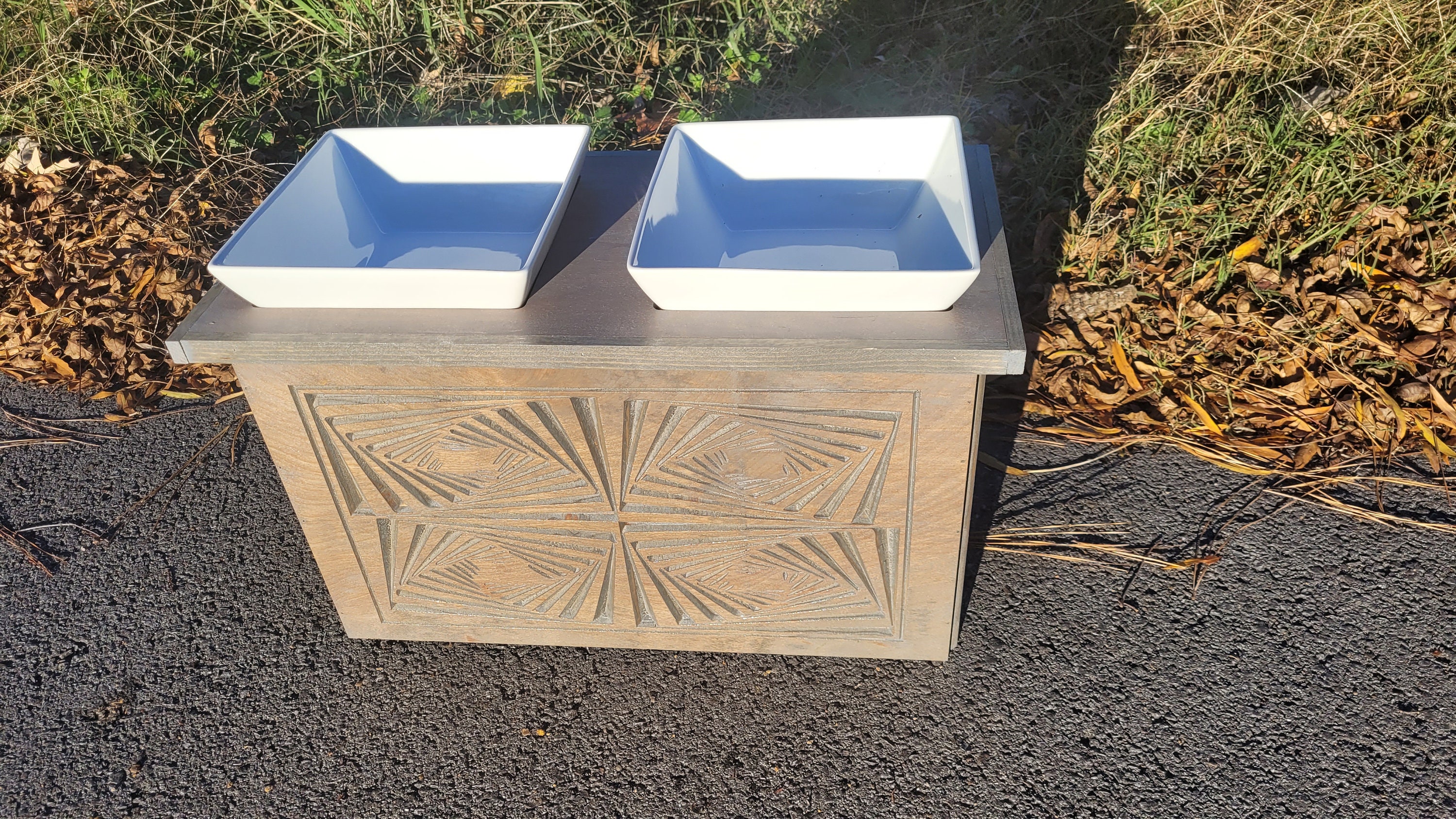 NEW Modern Square Bowl Set Contemporary Dog Bowls Raised - Etsy