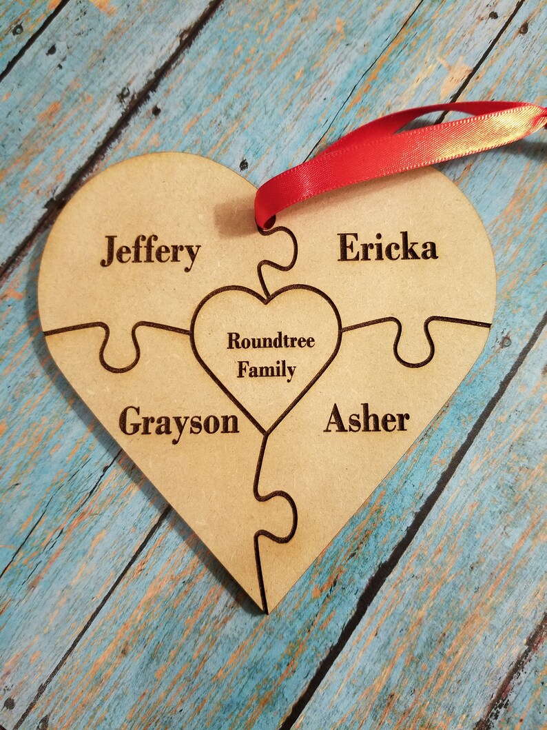 Heart Shaped Family Puzzle Ornament - Etsy