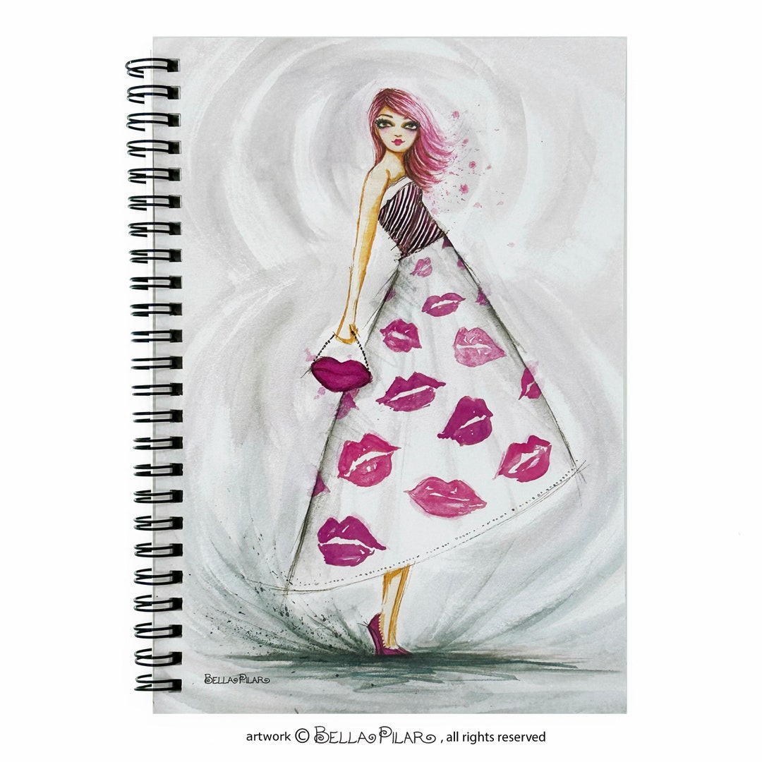 Spiral Notebook Fashion Illustration Fashion Girl Gift Fashion Art ...