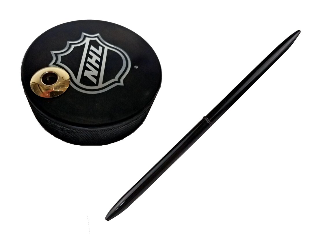 NHL Logo Series Artisan Hockey Puck Desk Pen Holder With Pen - Etsy