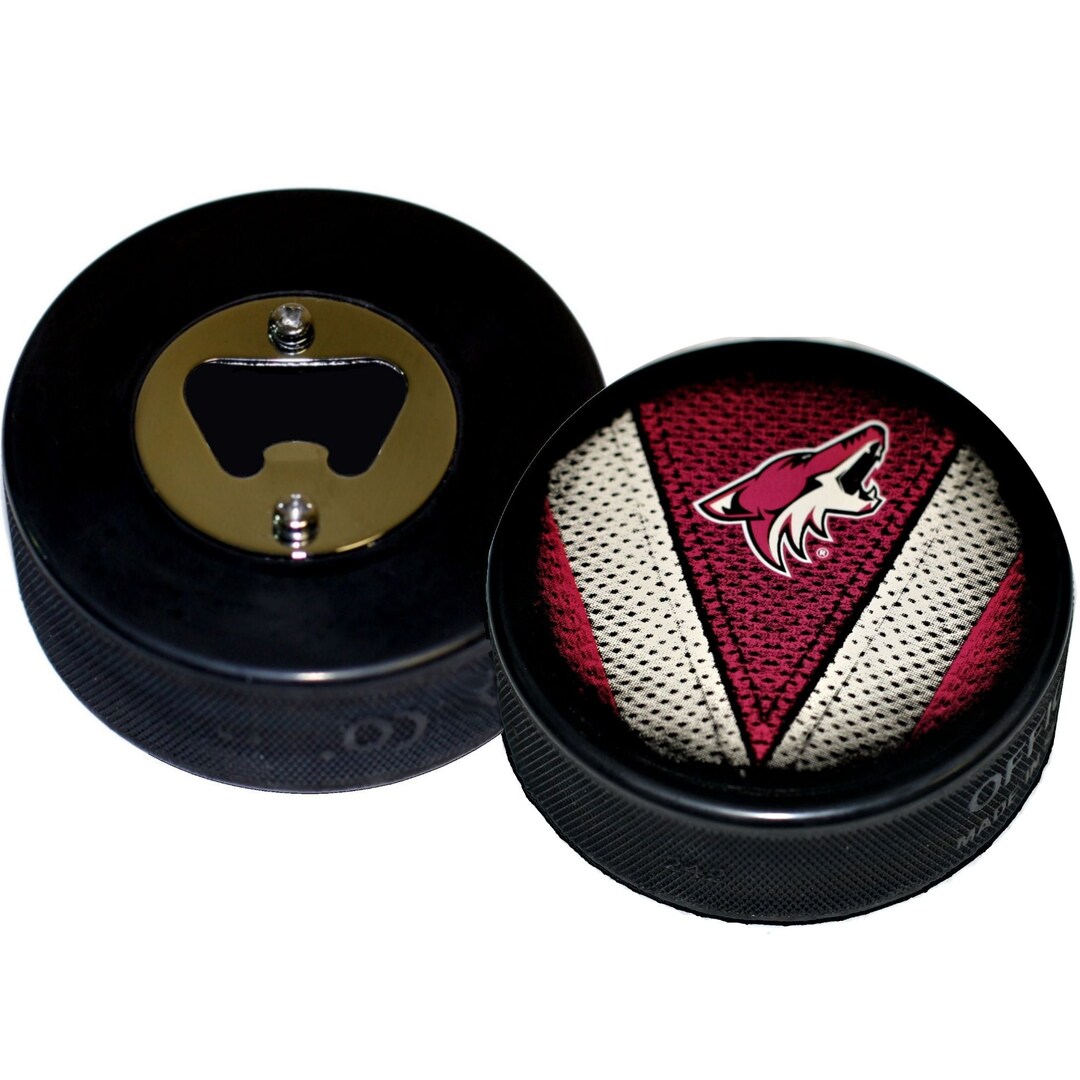 Arizona Coyotes Throwback Logo Stitch Series Hockey Puck Bottle Opener ...