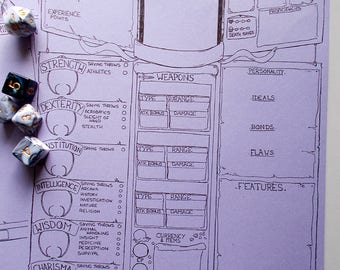 Dnd character sheet | Etsy