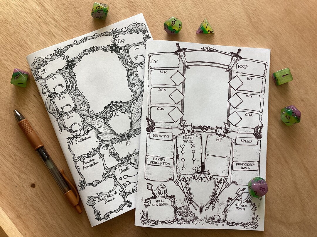 Customisable Character Sheet Notebook A5 TTRPG Dnd Book - Etsy