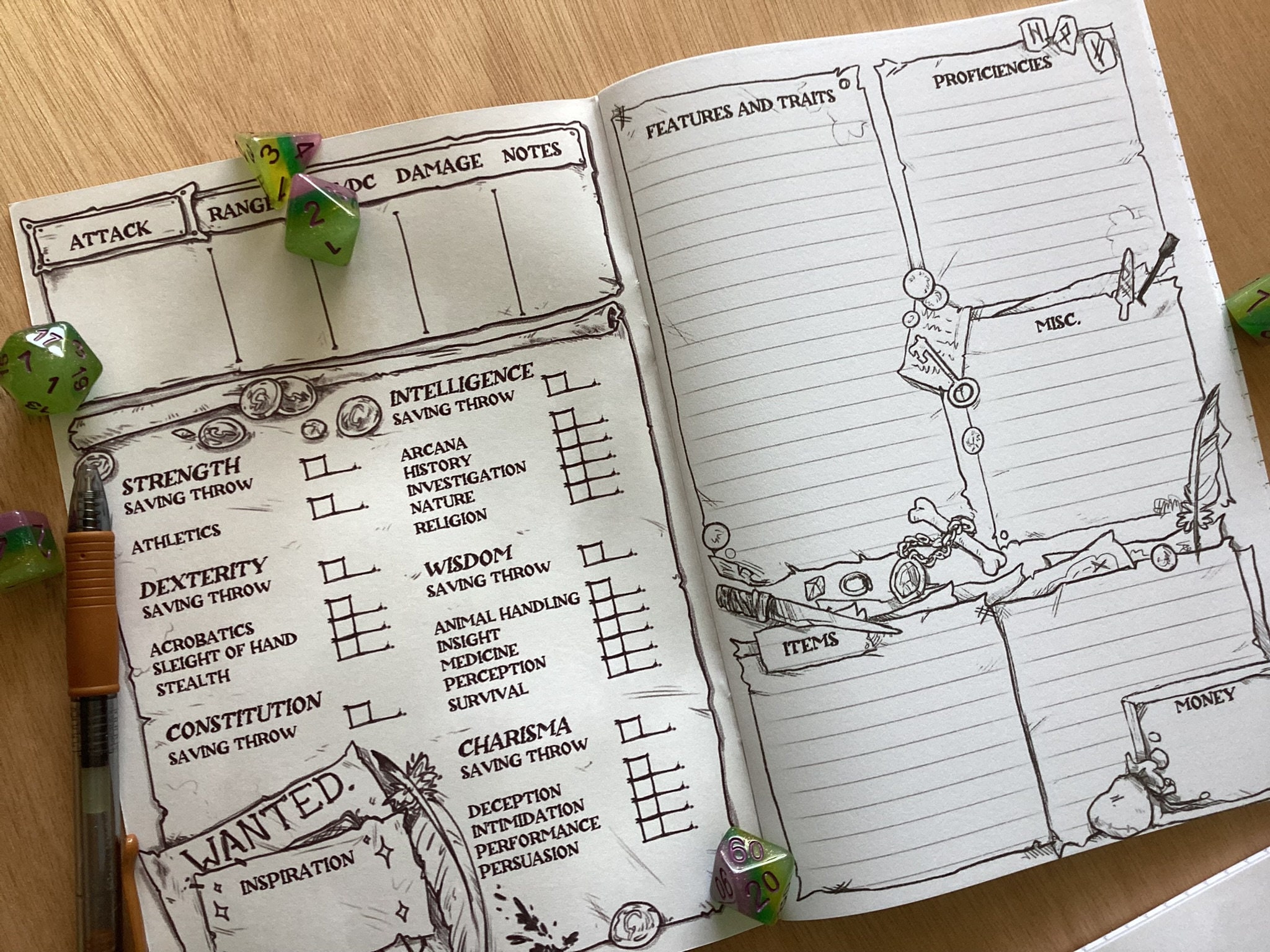 Customisable Character Sheet Notebook A5 TTRPG Dnd Book - Etsy UK