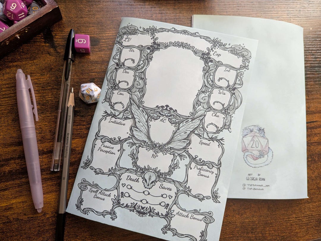 Fae Court - Customisable Character Sheet Notebook A5 - Updated Design - TTRPG Dnd Book - Etsy UK