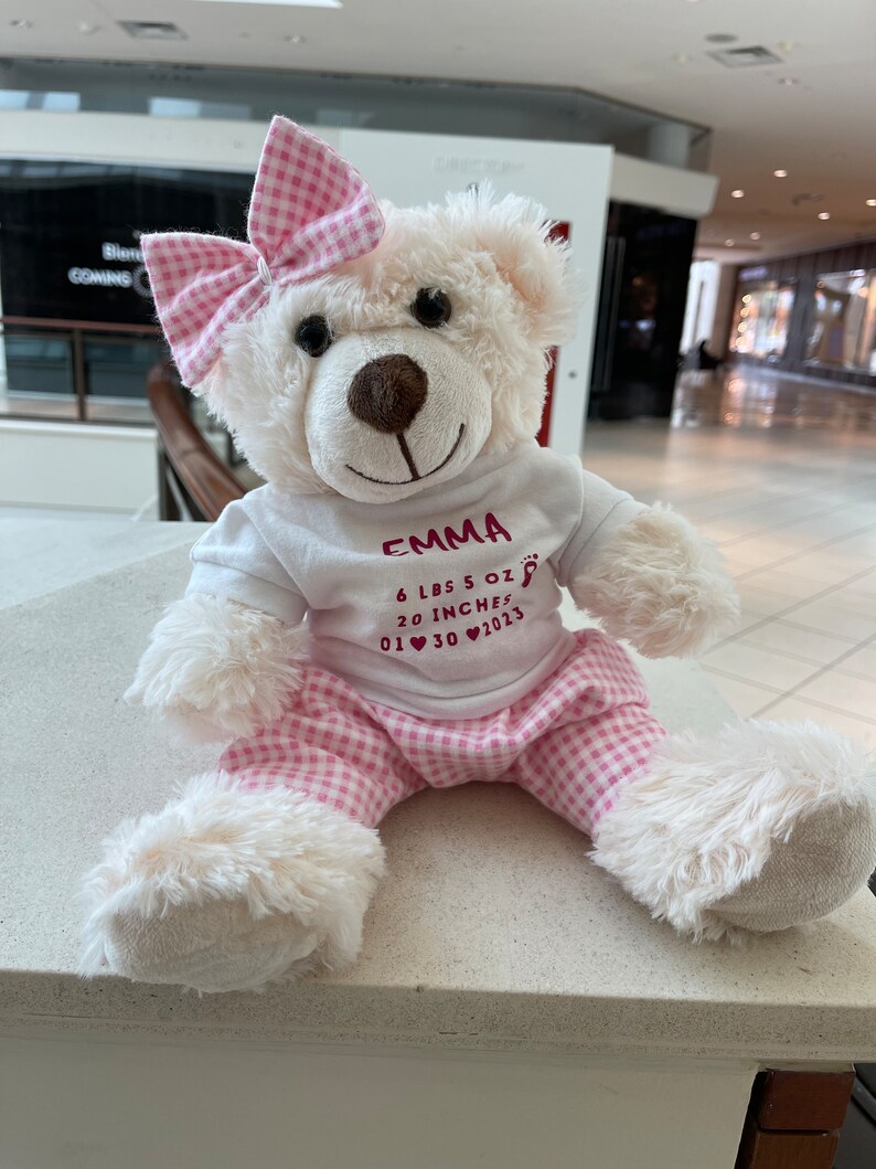 Baby Announcement Teddy Bear, Custom Baby Birth Stats Bear, Birth ...